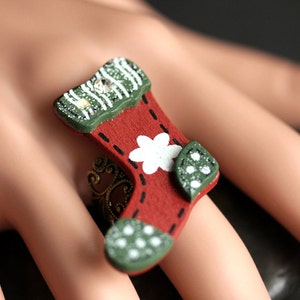 Christmas Stocking Ring. Holiday Ring. Christmas Jewelry. Christmas ...