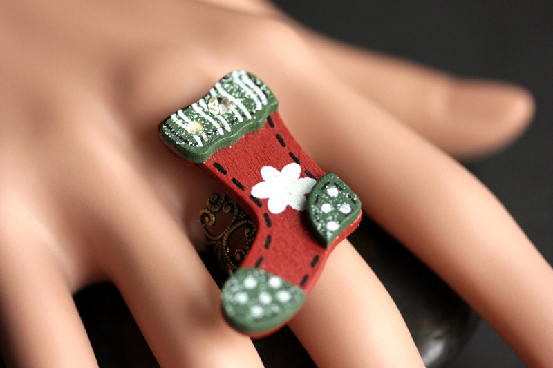 Christmas Stocking Ring. Holiday Ring. Christmas Jewelry. - Etsy