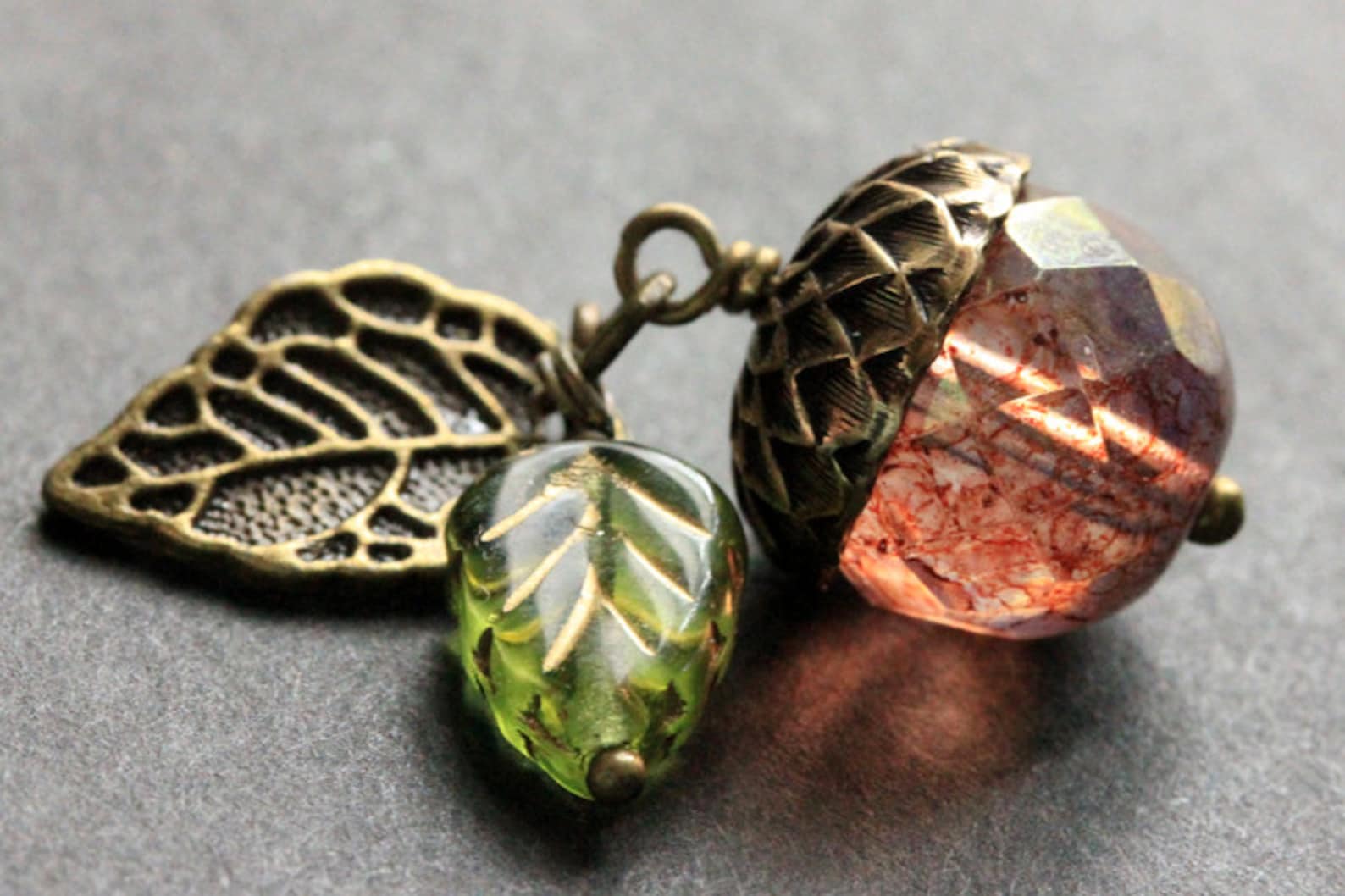 Cherry Pink Acorn Necklace. Crystal Acorn Necklace. Acorn - Etsy