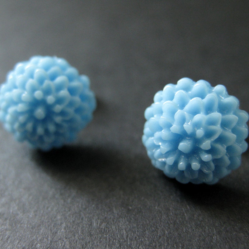 Baby Blue Mini Mum Earrings. Blue Earrings. Bronze Stud Earrings. Blue ...