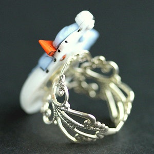 Snowman Ring. Winter Ring. Christmas Ring. Blue Ring. Holiday Ring ...