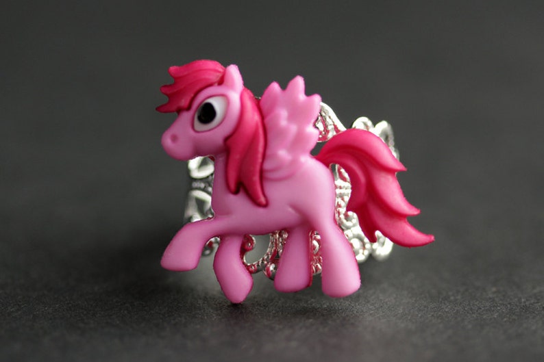 Pink Pony Ring. Pegasus Ring. Pink Horse Ring. Hot Pink Ring. | Etsy