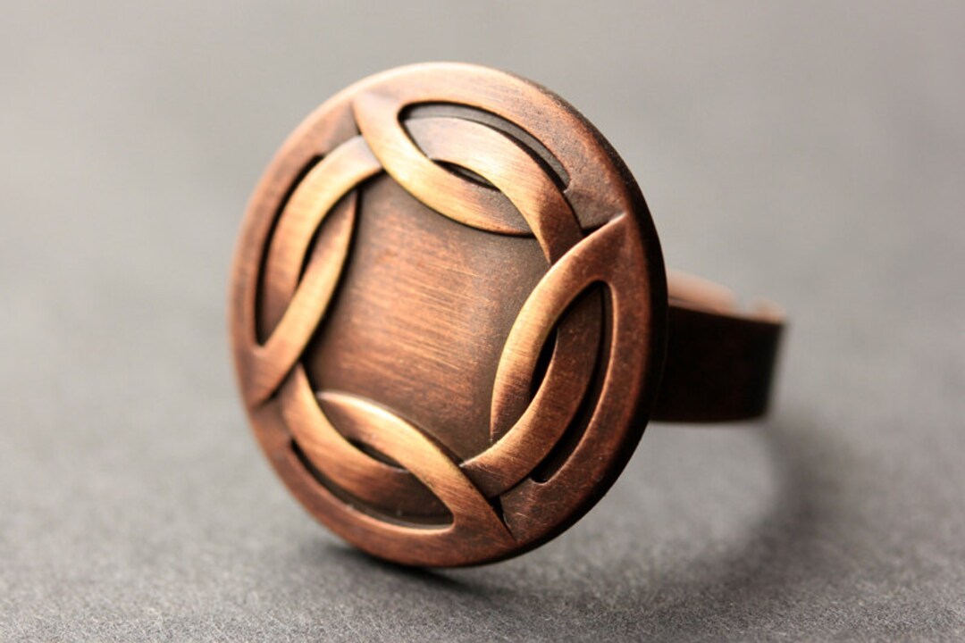 Copper Celtic Knot Ring. Button Ring. Copper Ring. Adjustable Ring ...