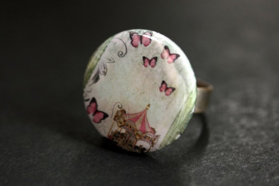 French Ring. Butterfly Ring. Carousel Ring. Graphic Button | Etsy