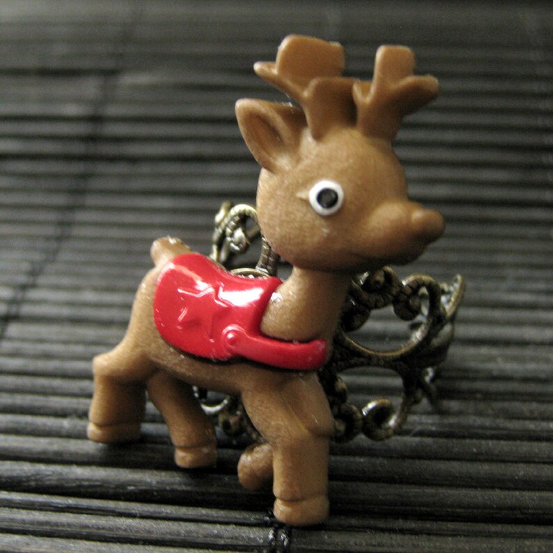 Christmas Ring. Santa's Reindeer Holiday Ring. Deer Ring. Adjustable ...