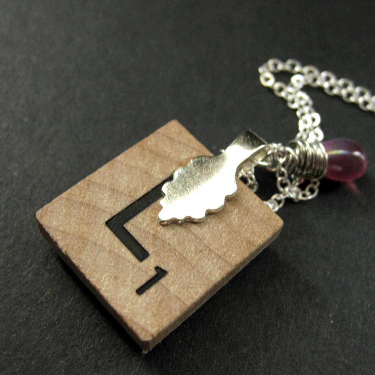 Scrabble Tile Necklace. Forget Me Not Charm Necklace With Blue | Etsy