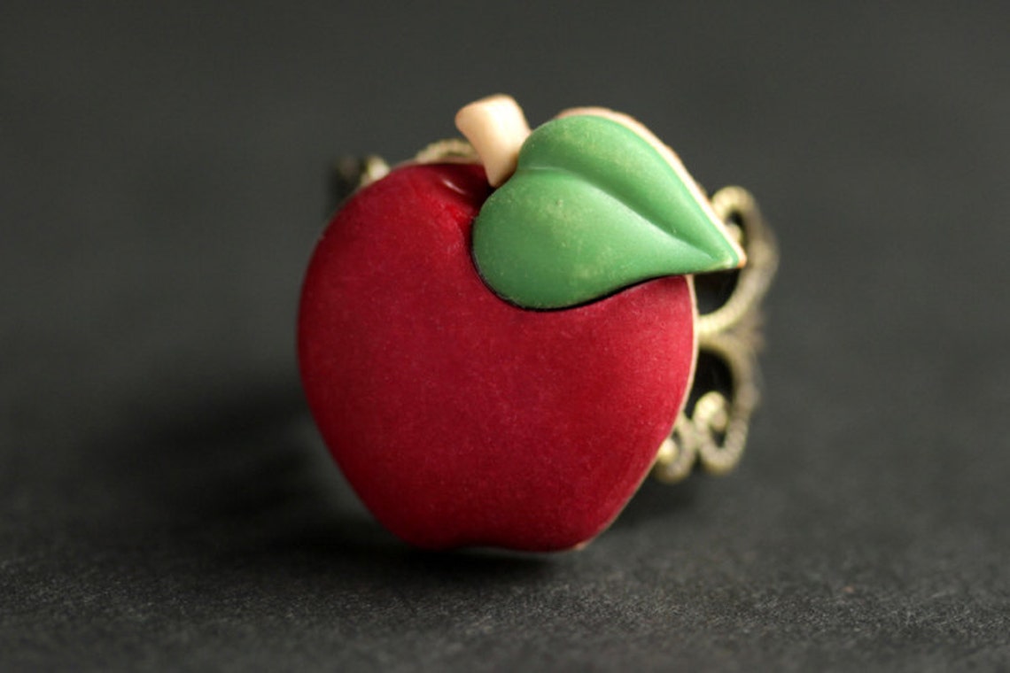 Apple Ring. Red Ring. Fruit Ring. Red Apple Ring. Food Ring. Adjustable ...