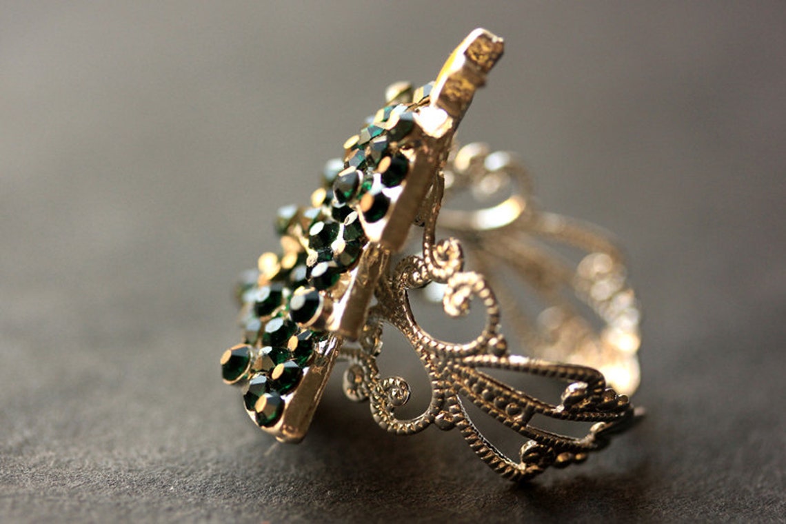 Strass kerstboom ring. Strass Ring. Kerstring. Zilveren Ring. - Etsy ...