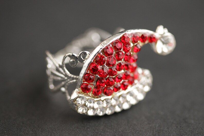 Santa Hat Ring. Rhinestone Ring. Christmas Ring. Holiday Jewelry ...