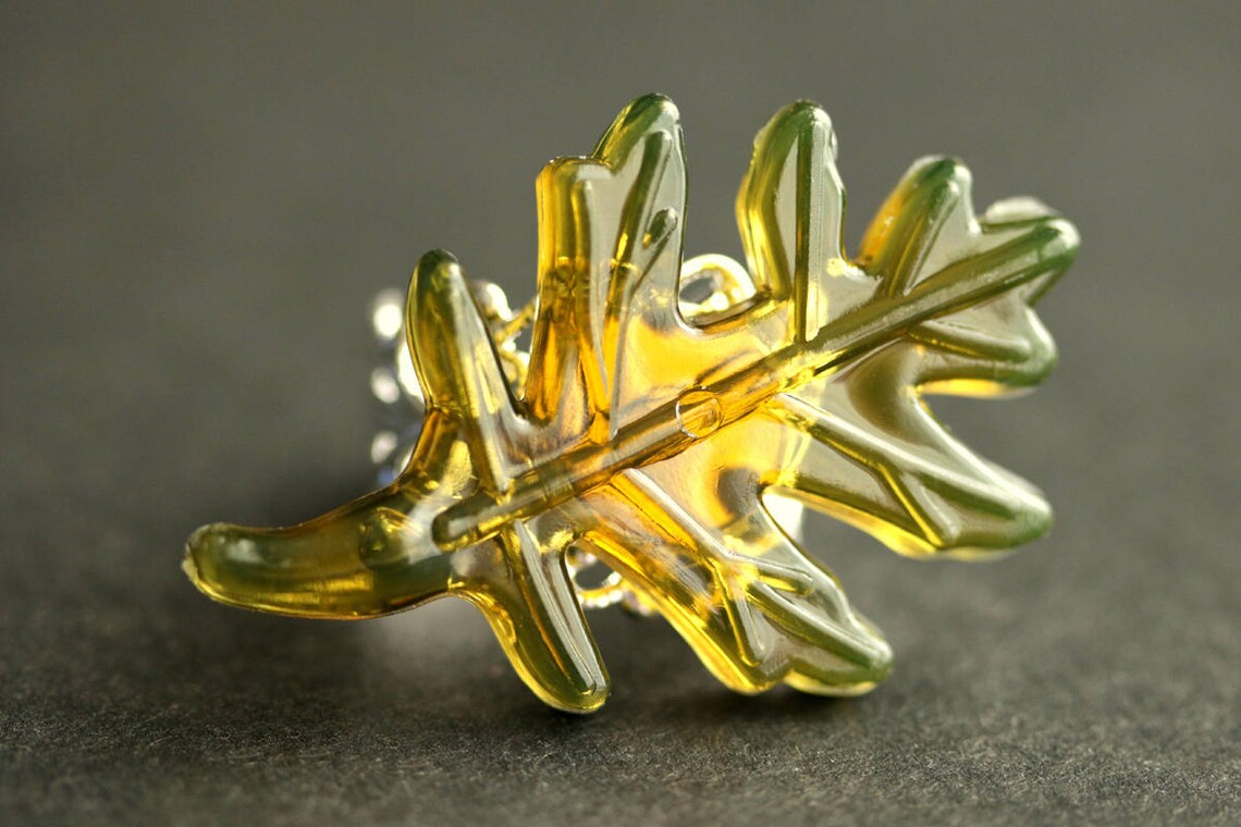 Green Oak Leaf Ring. Autumn Leaf Ring. Fall Leaves Filigree Ring ...
