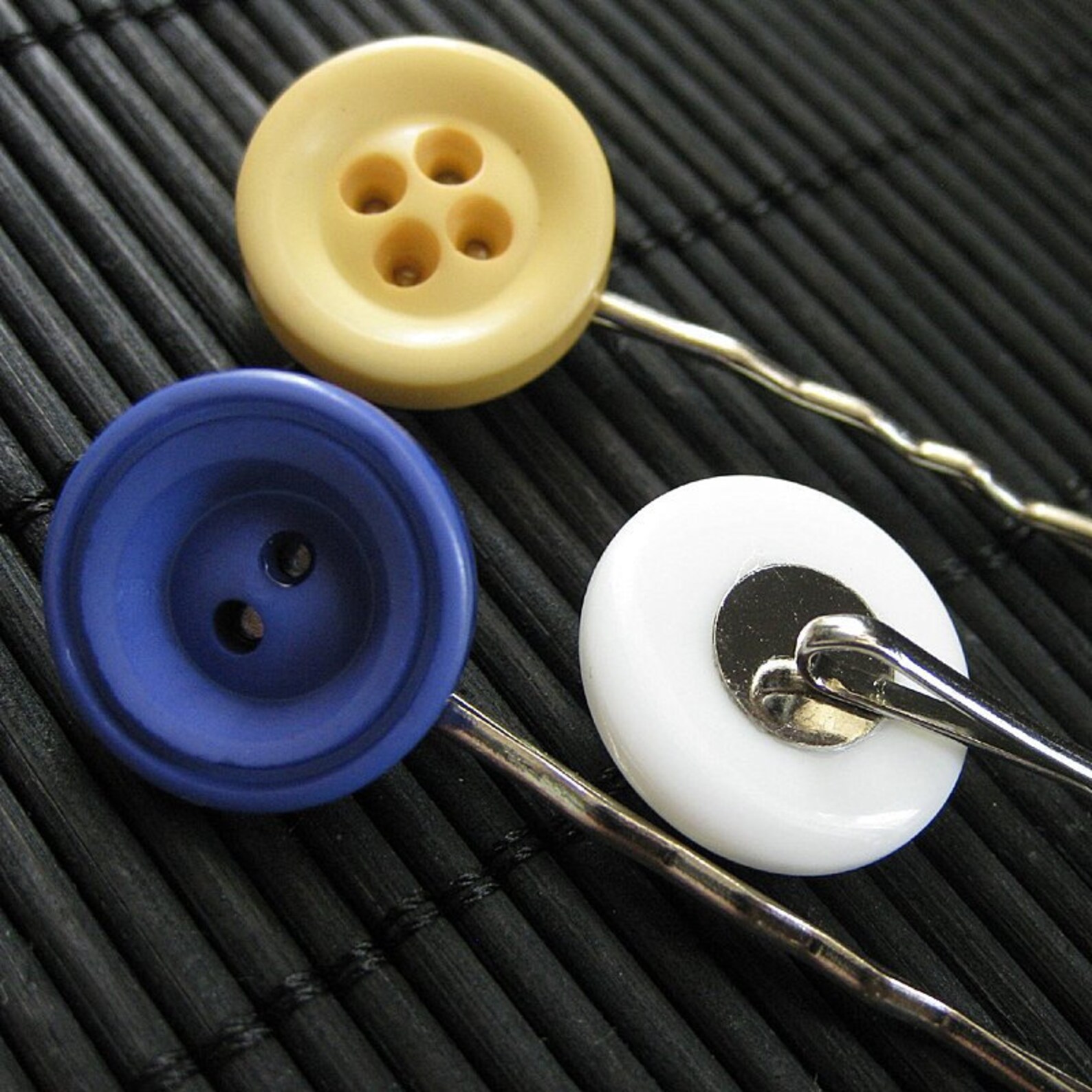 Daffodil Field Inspired Button Bobbypins in Blue Yellow and - Etsy