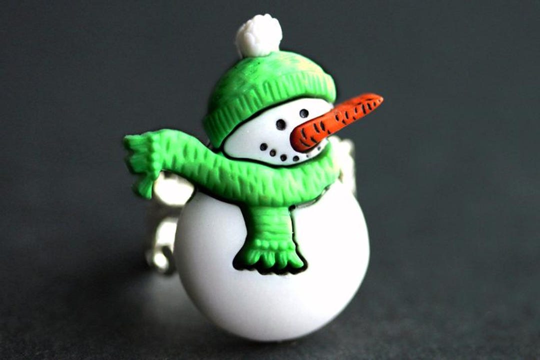 Snowman Ring. Holiday Ring. Winter Ring. Snow Man Ring. Green Ring ...