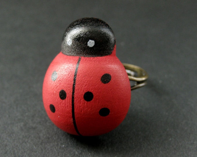 Ladybug Ring. Lady Bug Ring in Bronze. Adjustable Ring. Handmade ...