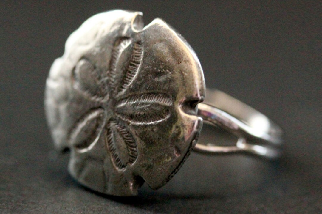 Sand Dollar Button Ring. Silver Button Ring. Beach Button Ring ...