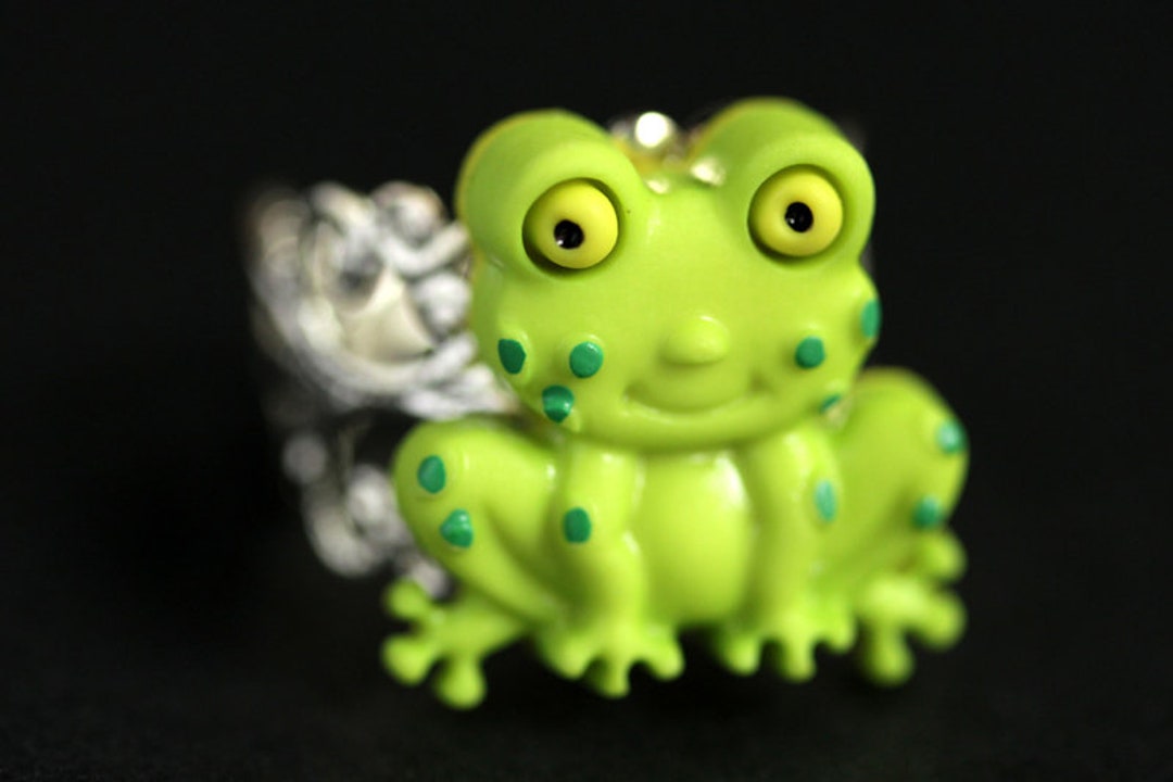 Happy Frog Ring. Smiling Frog Ring. Light Green Frog Ring. Frog Lover ...