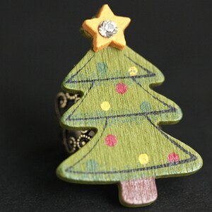 Christmas Tree Ring. Holiday Ring. Christmas Jewelry. Adjustable Ring ...