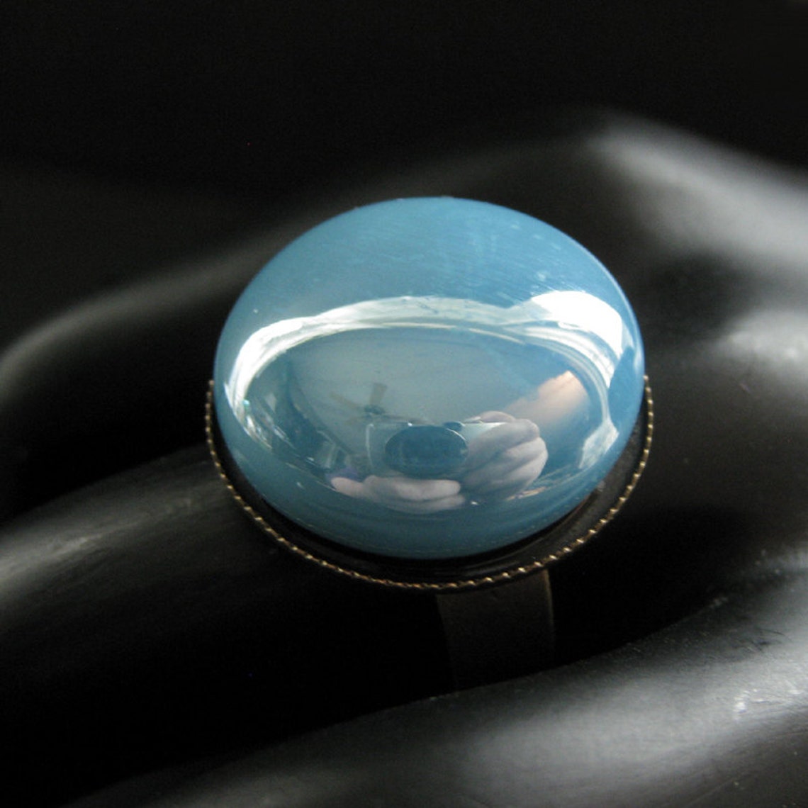 Sky Blue Glass Ring in Bronze. Baby Blue Ring. Bronze - Etsy
