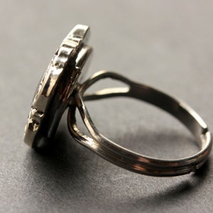 Gothic Ring. Button Ring. Black and Silver Ring. Goth Ring. Adjustable ...