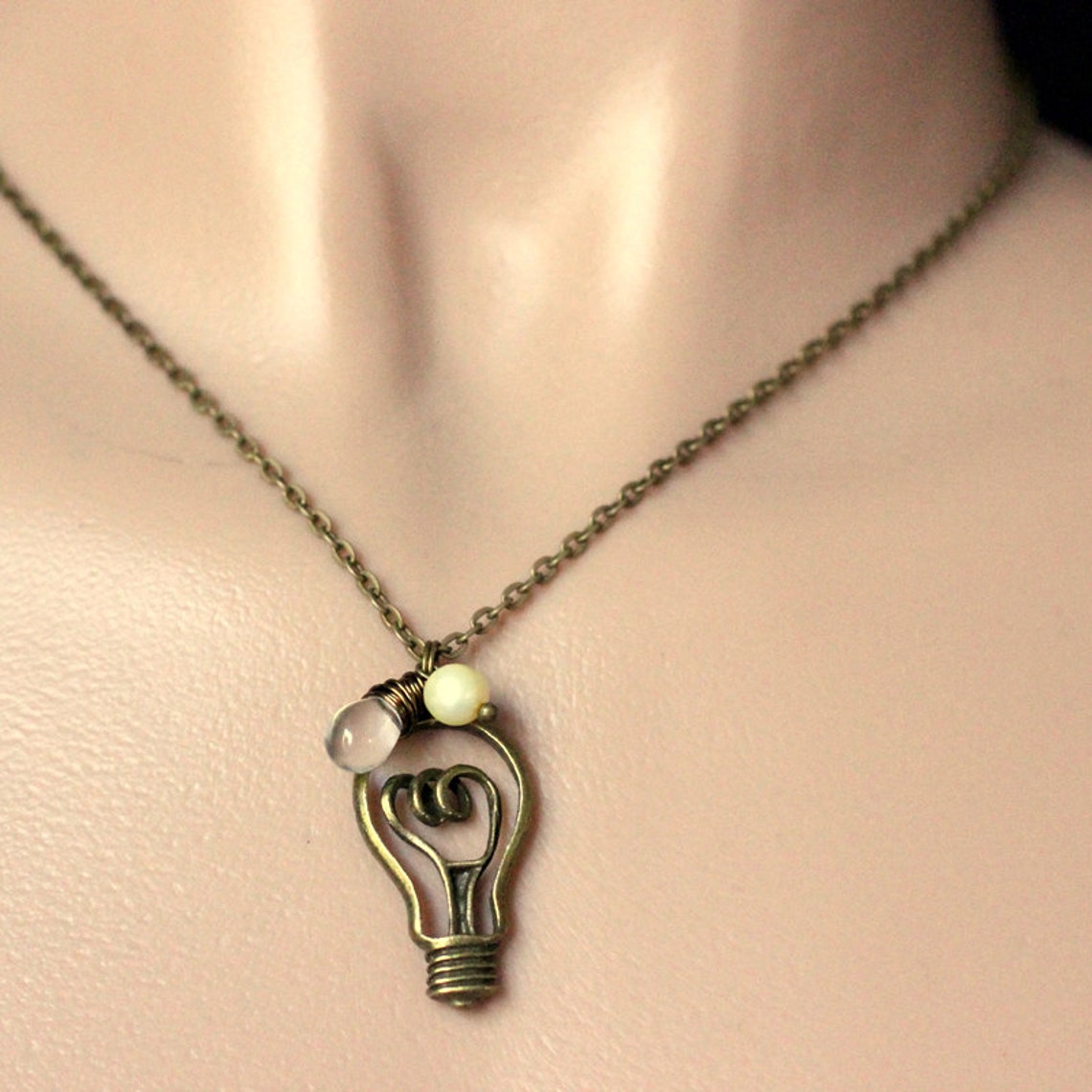 Light Bulb Charm Necklace. Bright Idea Necklace With Glass - Etsy