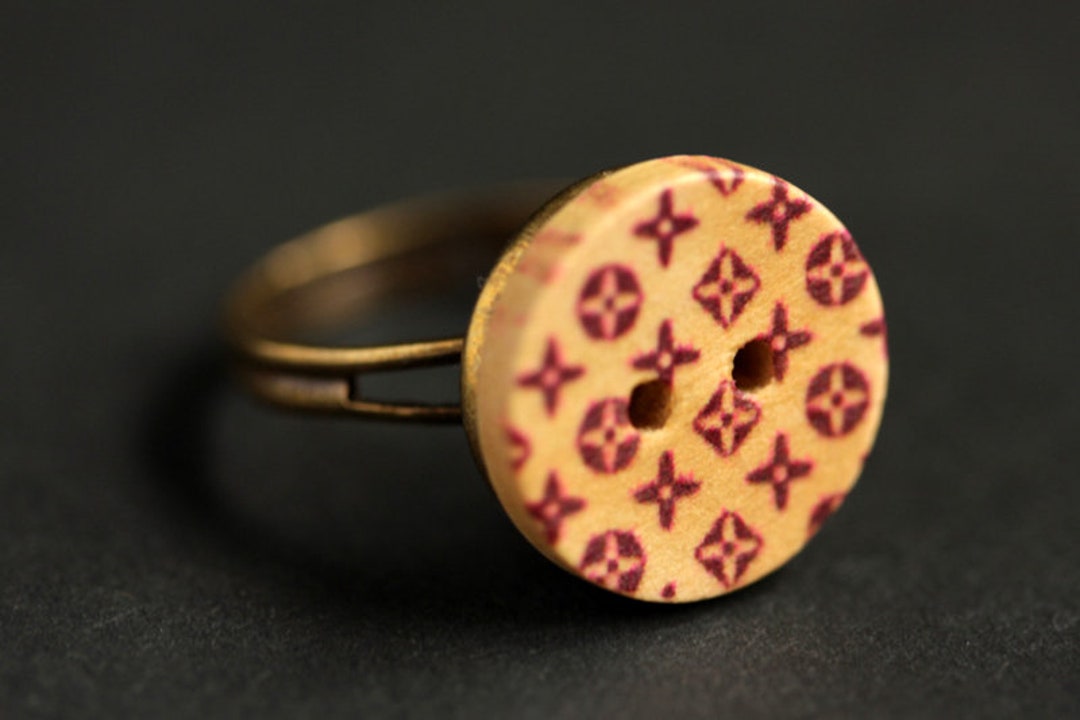 Star Field Ring. Star Pattern Ring. Bronze Ring. Wooden Button Ring ...