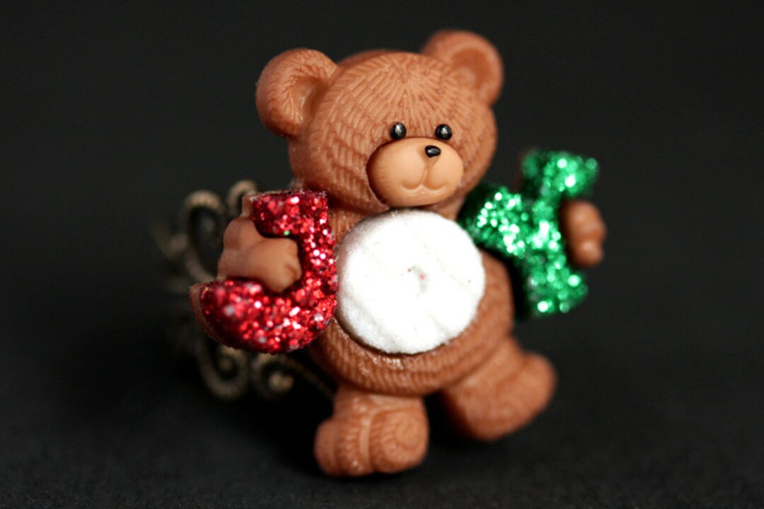 Joy Christmas Ring. Teddy Bear Ring. Holiday Ring. Teddybear Ring ...