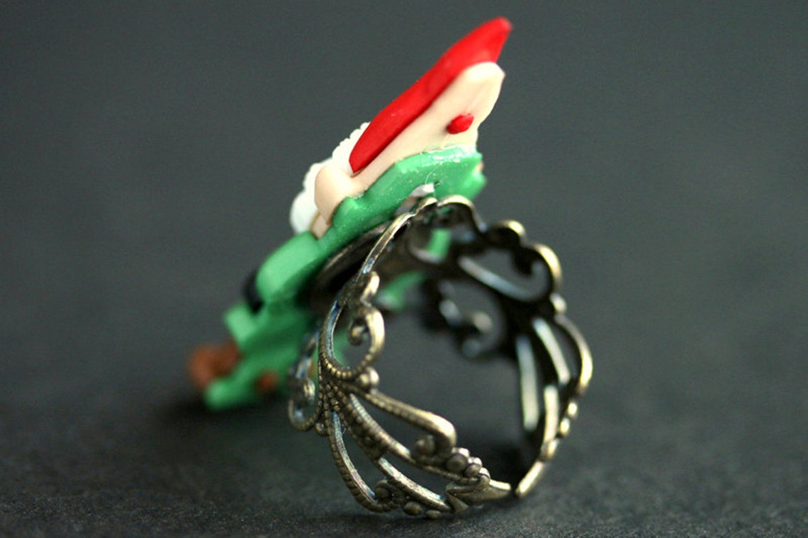 Santa Elf Ring. Garden Ring. Red and Green Ring. Christmas - Etsy