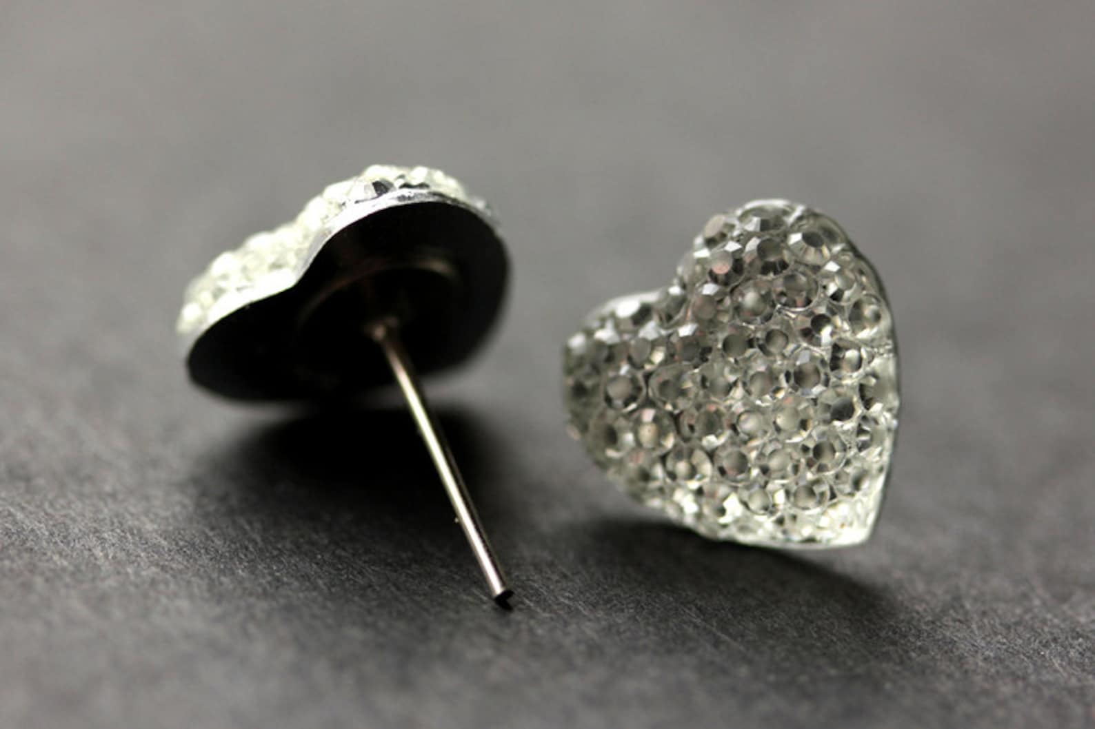 Sparkling Heart Earrings. Silver Heart Earrings. Post Earrings ...