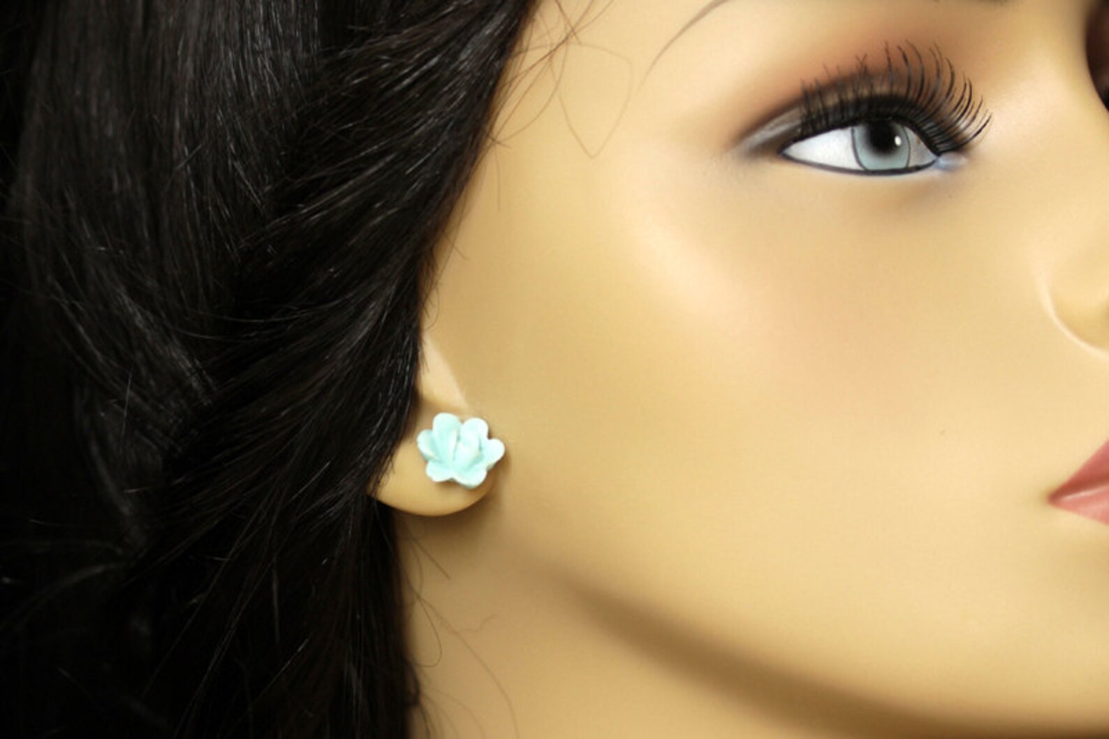 Baby Blue Lotus Earrings. Lotus Rose Earrings. Post Earrings. - Etsy