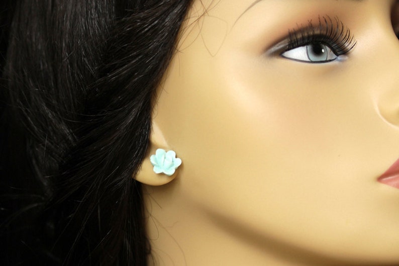 Baby Blue Lotus Earrings. Lotus Rose Earrings. Post Earrings. - Etsy