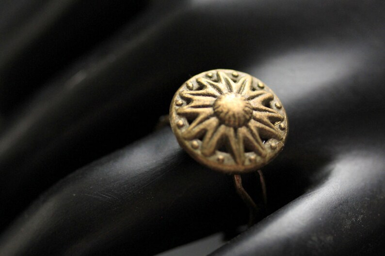 Bronze Sun Ring. Sun Button Ring. Bronze Button Ring. | Etsy