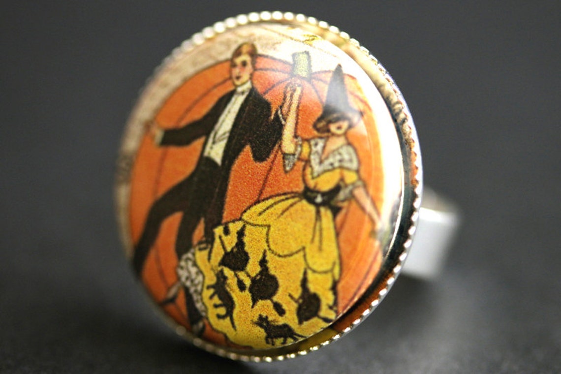 Halloween Ring. Masquerade Ring. Yellow and Orange Ring. Novelty Ring ...