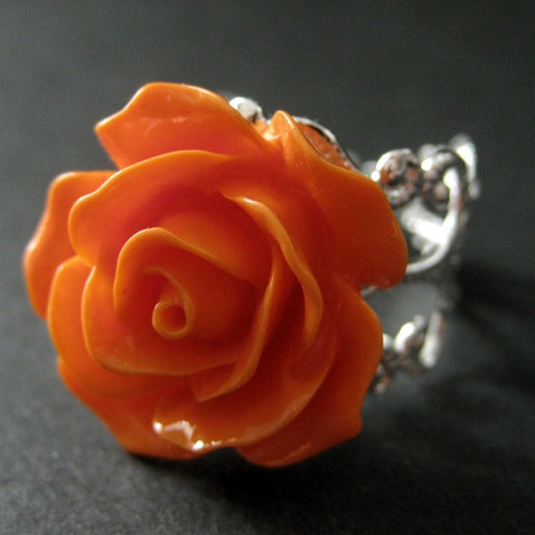 Orange Flower Ring - Etsy