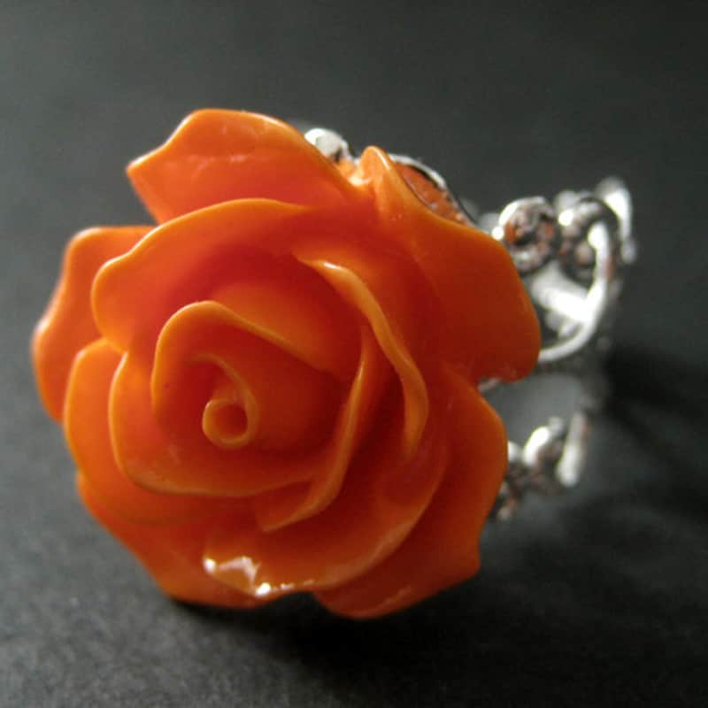 Orange Flower Ring - Etsy