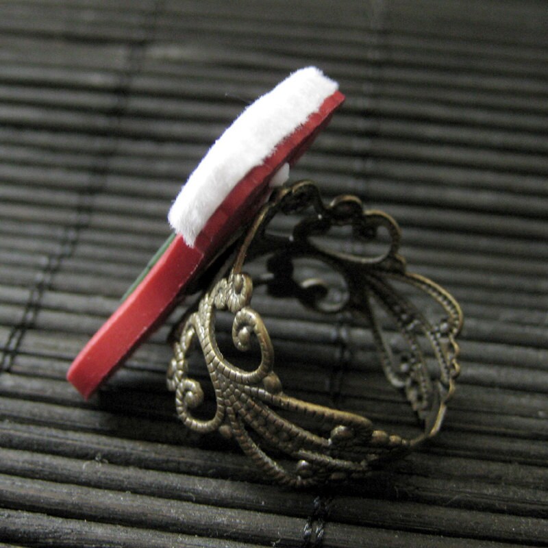 Christmas Ring. Holiday Ring. Stocking Ring With Christmas Tree. Bronze ...