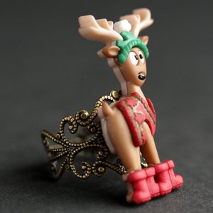 Christmas Reindeer Ring. Holiday Ring. Santa's Reindeer Ring. Christmas ...