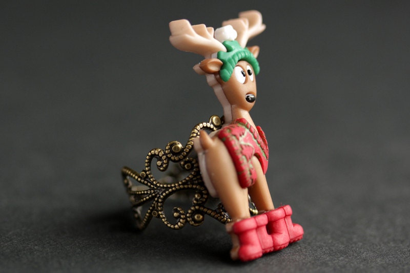 Christmas Reindeer Ring. Holiday Ring. Santa's Reindeer Ring. Christmas ...