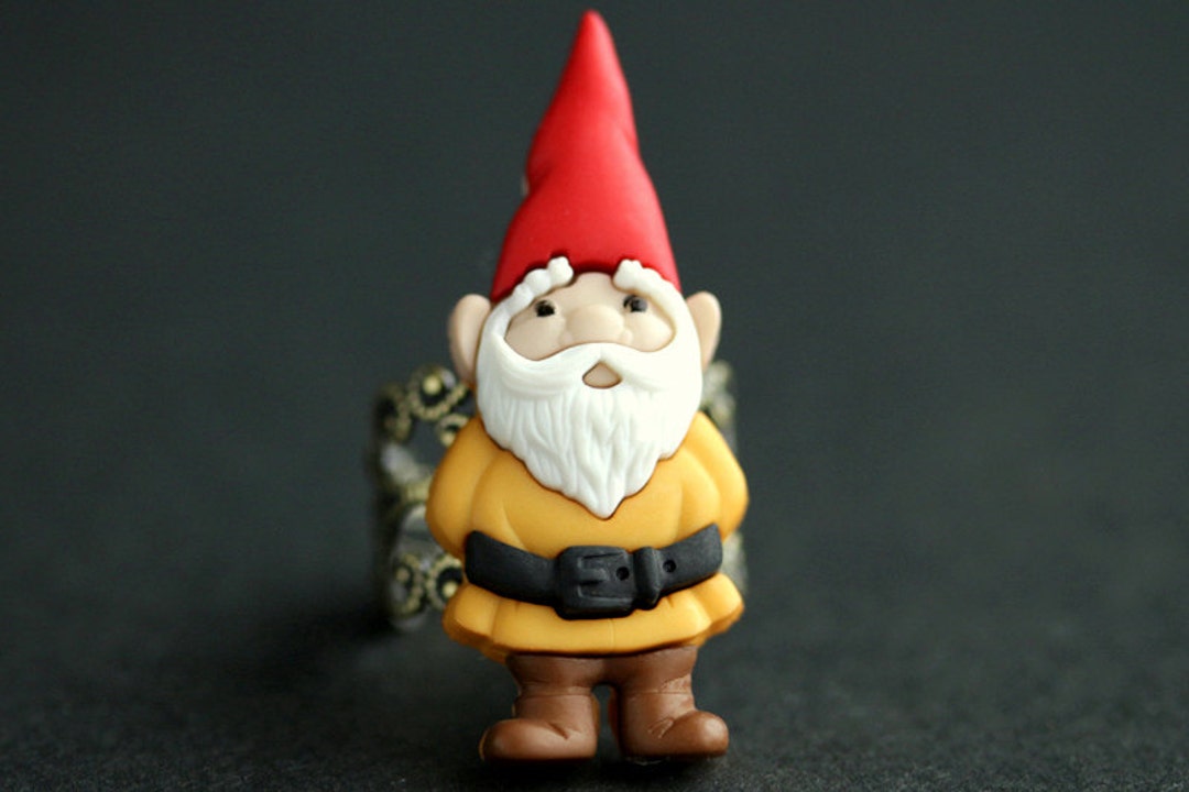 Garden Gnome Ring. Christmas Elf Ring. Red and Yellow Ring. Bronze Ring ...