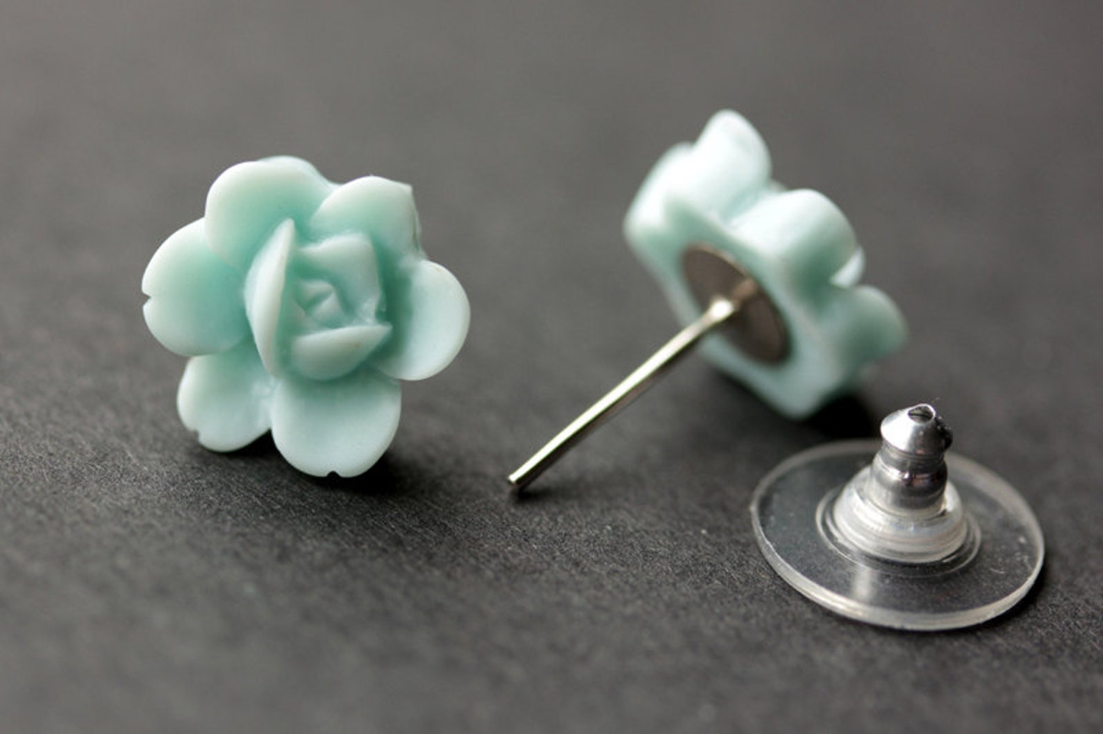Baby Blue Lotus Earrings. Lotus Rose Earrings. Post Earrings. - Etsy