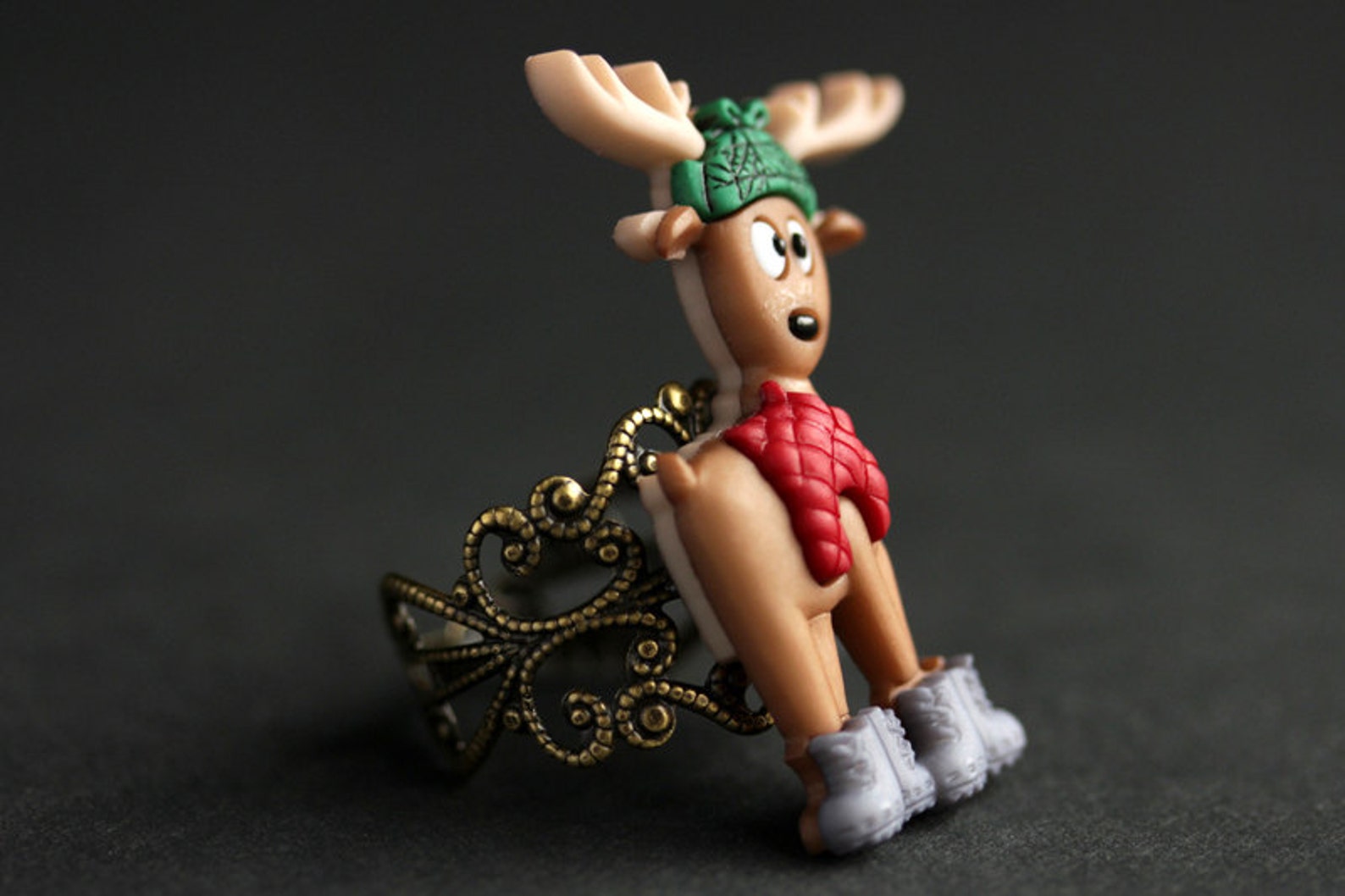 Santa's Reindeer Ring. Christmas Ring. Deer Ring. Holiday Ring. Holiday ...