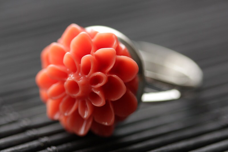 Tomato Orange Mum Flower Ring. Tomato Orange Chrysanthemum Ring. Tomato ...