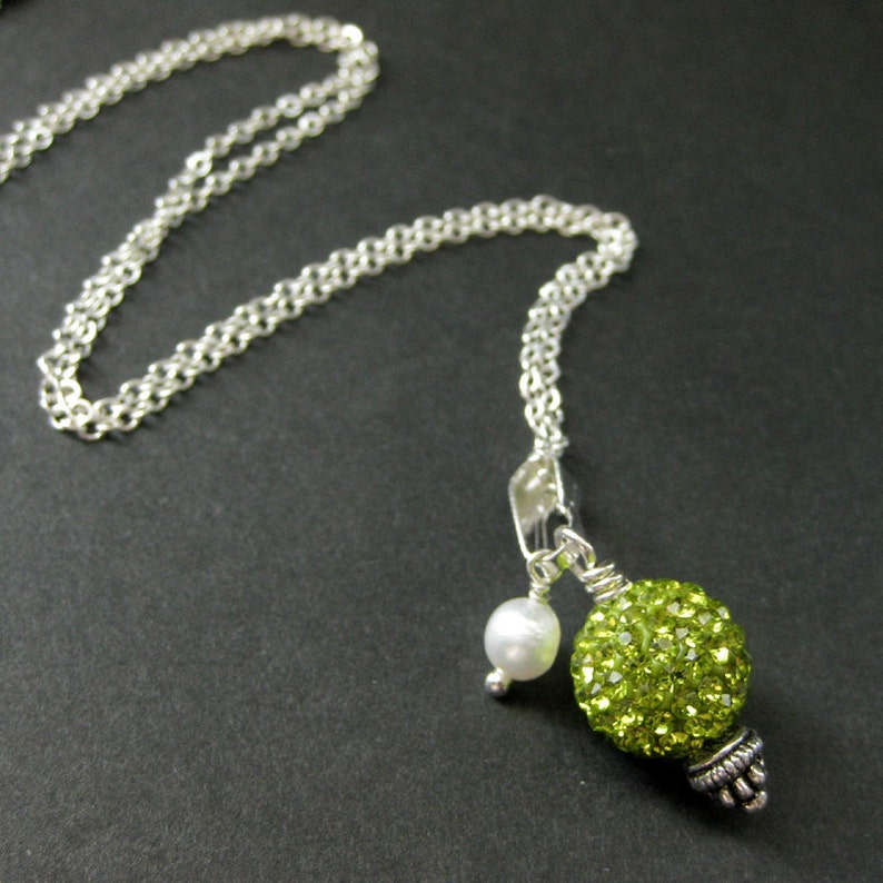 Lime Green Necklace. Rhinestone Necklace. Kissing Ball - Etsy