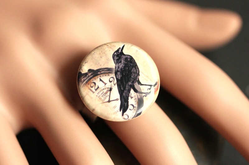 Edgar Allan Poe Ring. Raven Ring. Halloween Ring. Gothic Ring. - Etsy