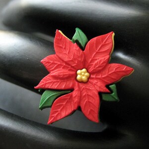 Poinsettia Flower Ring. Christmas Ring. Red Flower Ring. Adjustable ...