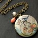 Bluebird Locket Necklace. Bicycle Locket Necklace. Bird Necklace With ...