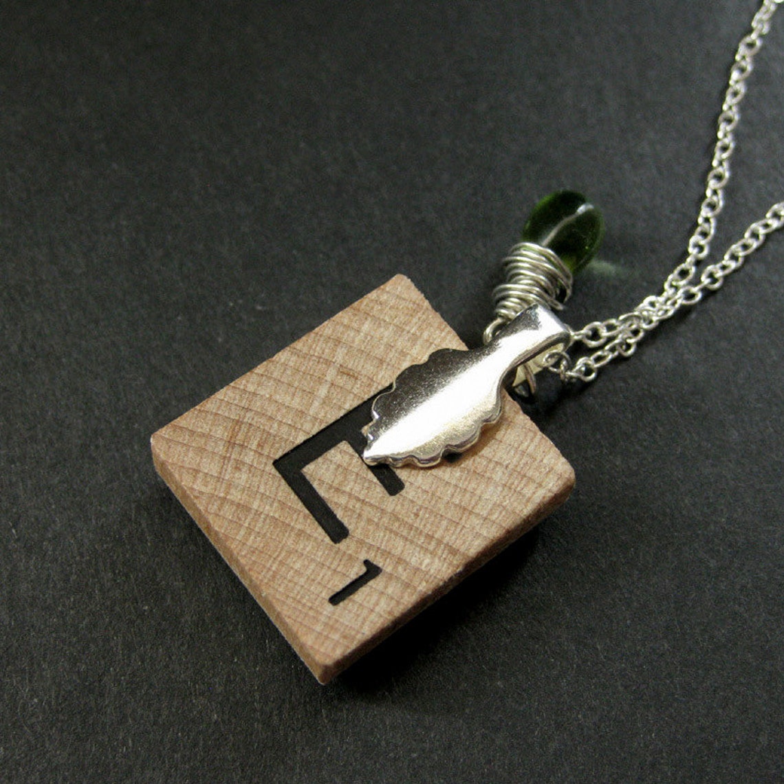 Acorn Necklace. Scrabble Tile Necklace. Acorn Charm Necklace With Brown ...
