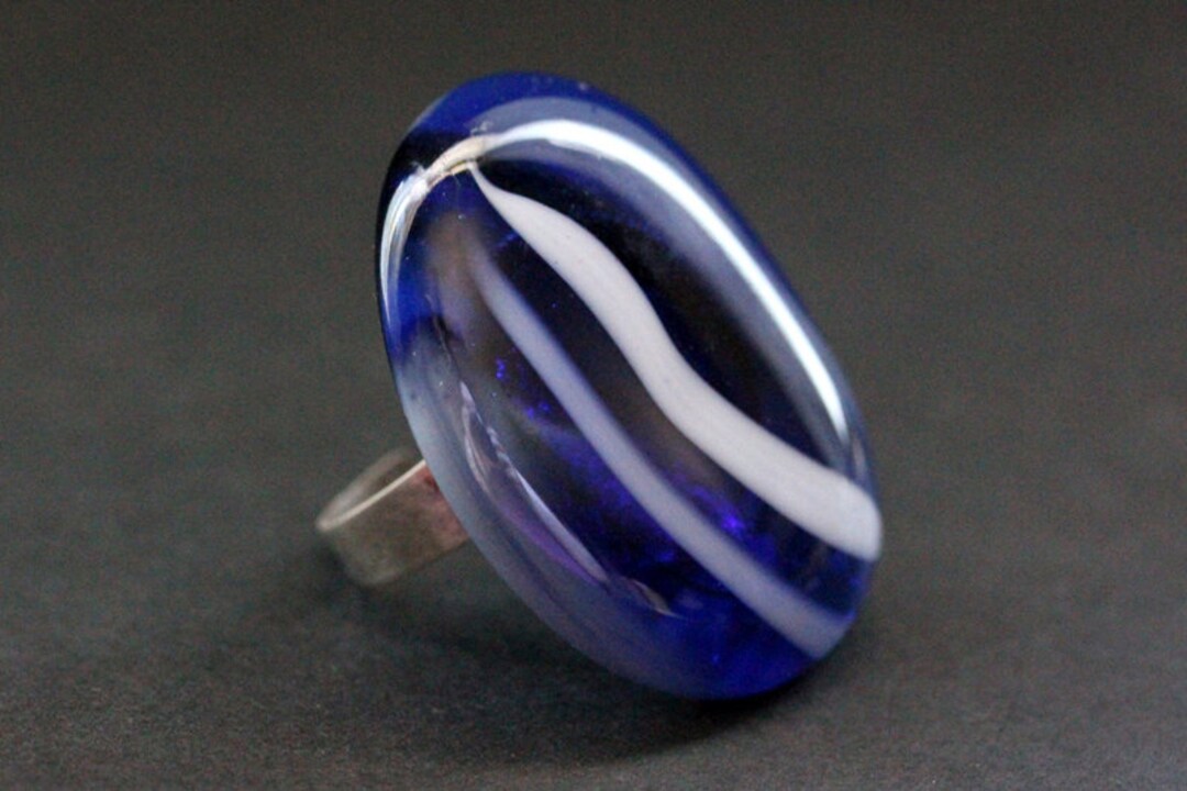 Cocktail Ring: Cobalt Swirl Lampwork Glass Ring. Cobalt Blue Ring ...