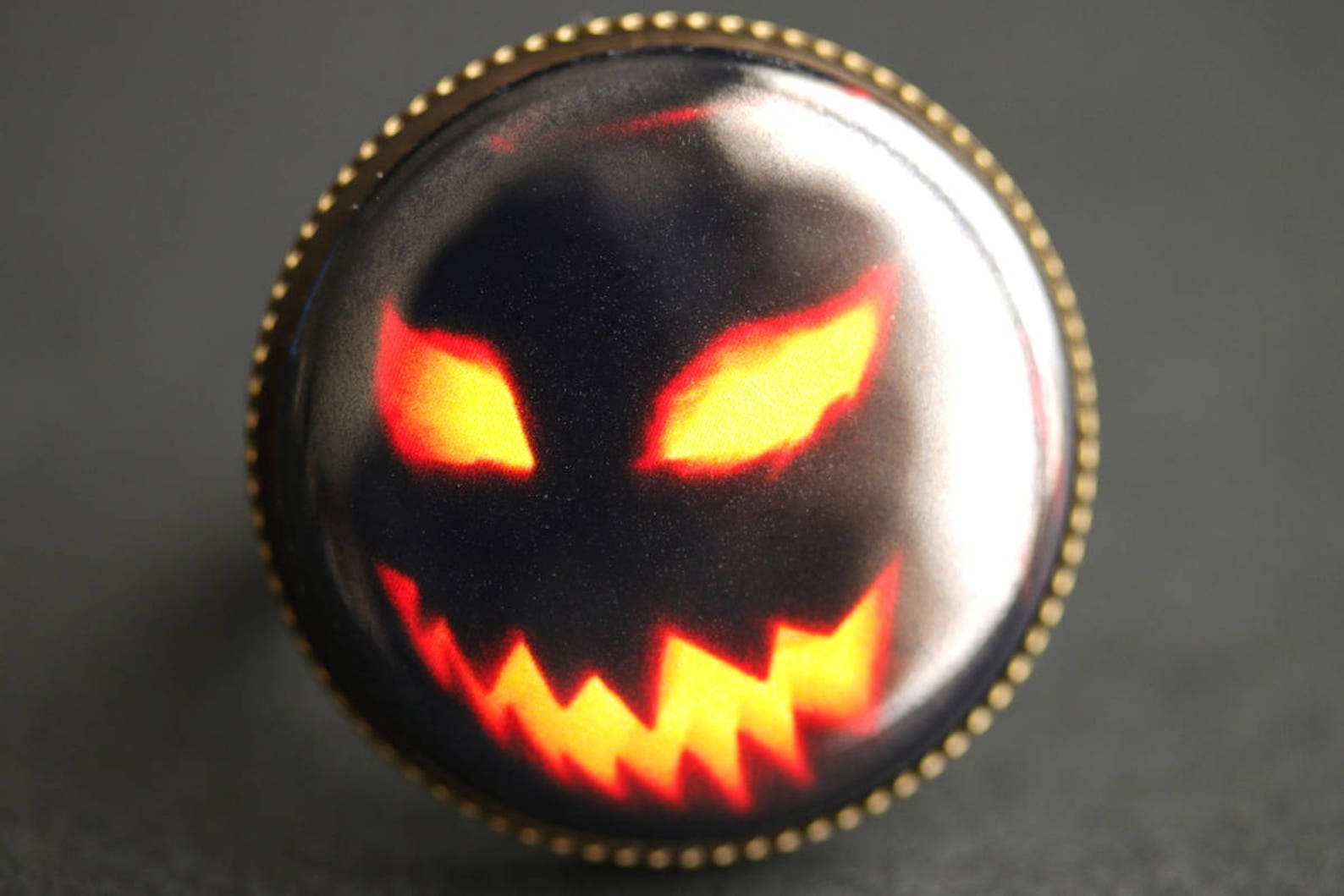 Glowing Face Halloween Ring. Scary Ring. Jack o Lantern Button | Etsy