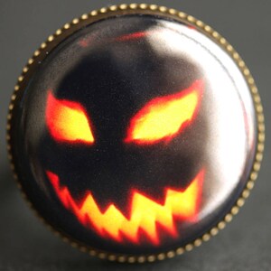 Glowing Face Halloween Ring. Scary Ring. Jack O Lantern Button Ring ...