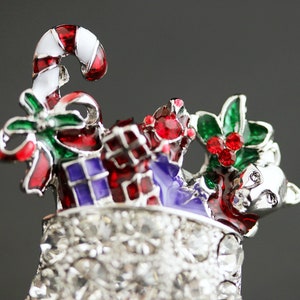 Christmas Stocking Ring. Holiday Ring. Enameled Christmas Ring With ...