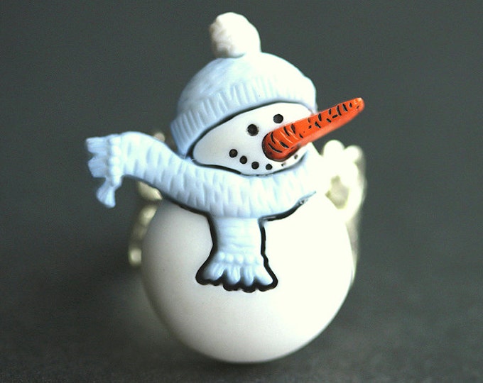 Snowman Ring. Winter Ring. Christmas Ring. Blue Ring. Holiday - Etsy